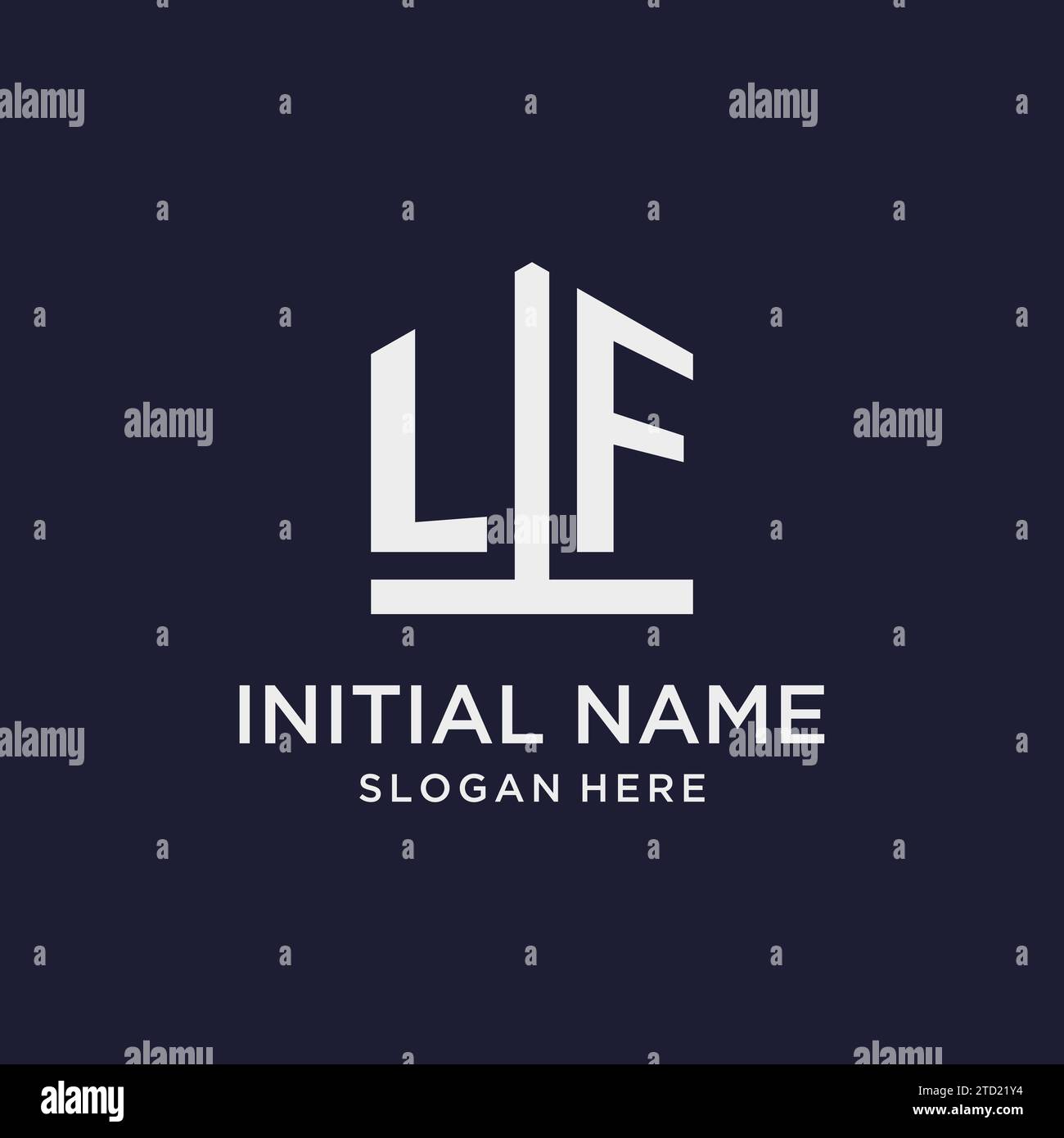 LF initial monogram logo design with pentagon shape style design ideas ...