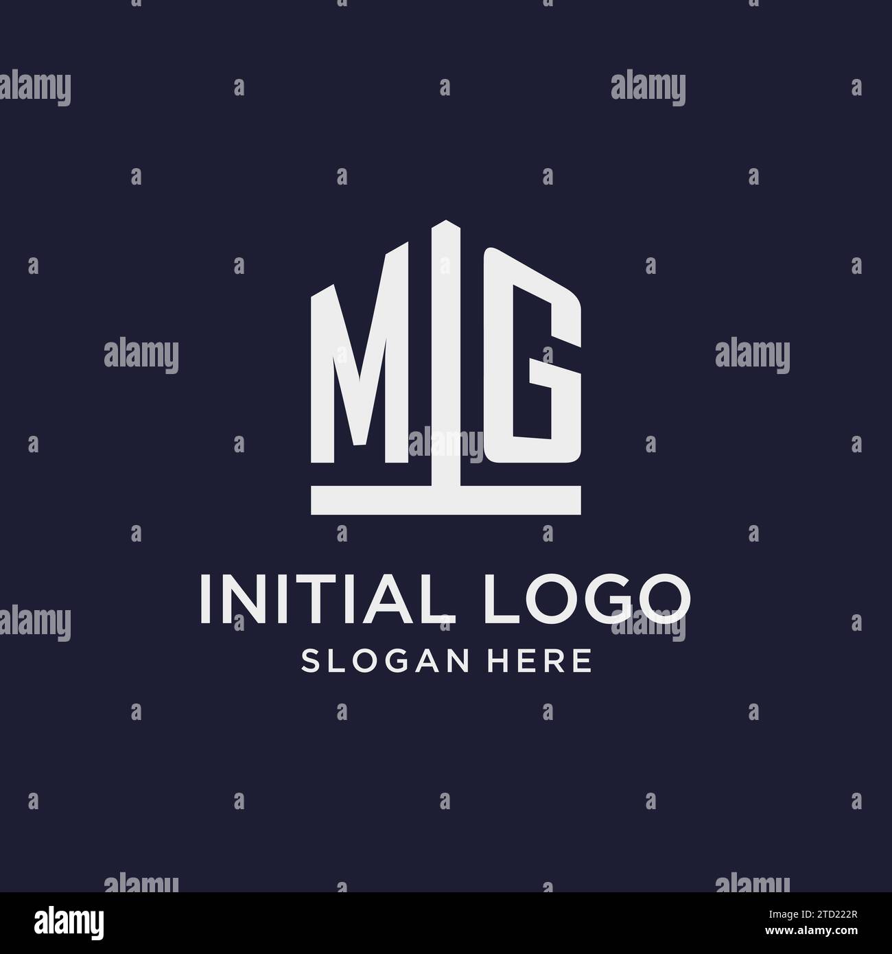 MG initial monogram logo design with pentagon shape style design ideas ...