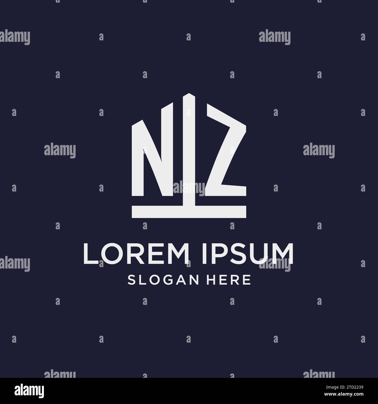 NZ initial monogram logo design with pentagon shape style design ideas ...