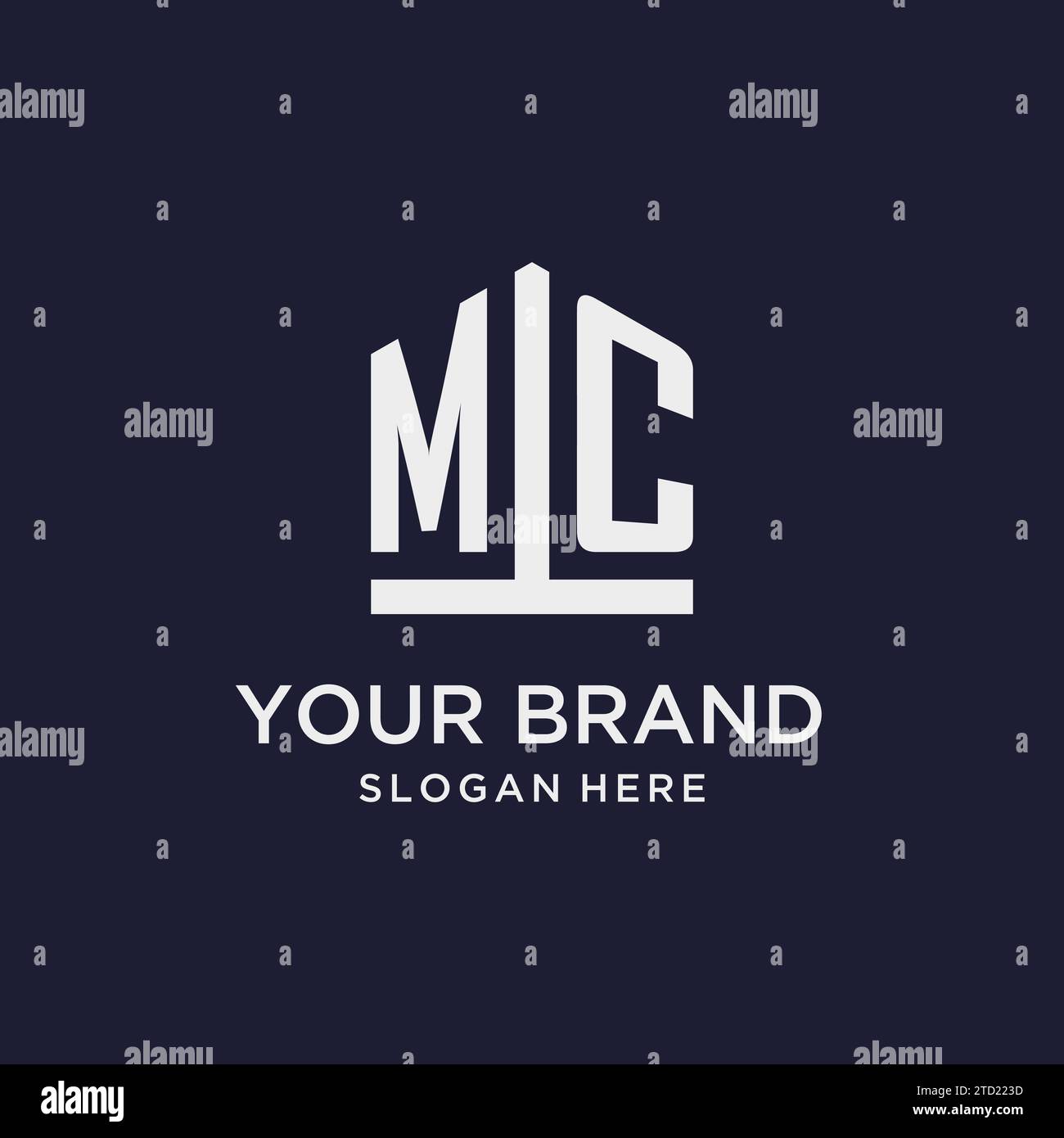MC initial monogram logo design with pentagon shape style design ideas ...