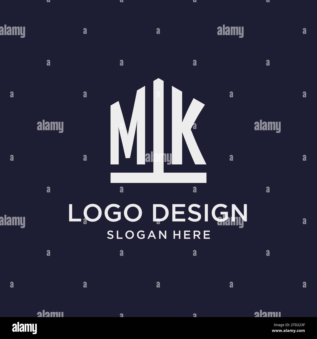 MK initial monogram logo design with pentagon shape style design ideas ...