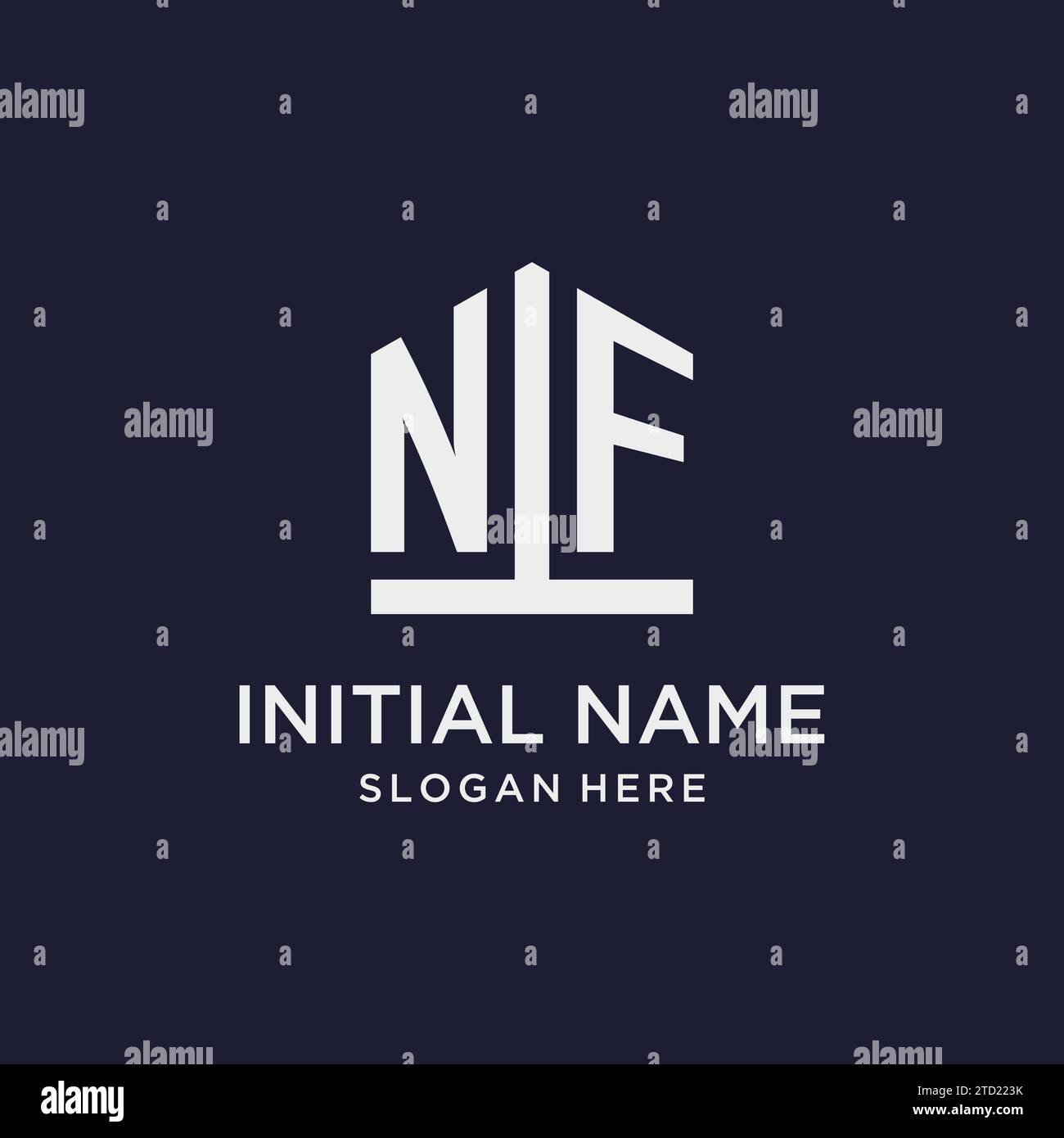 NF initial monogram logo design with pentagon shape style design ideas ...