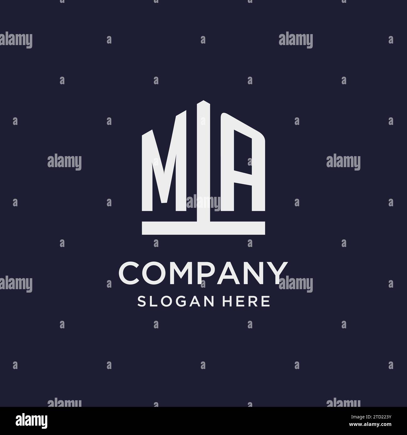 MA initial monogram logo design with pentagon shape style design ideas ...