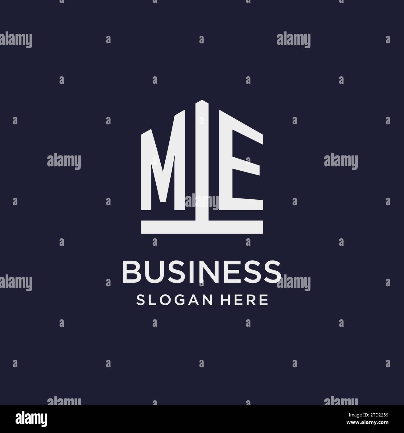 ME initial monogram logo design with pentagon shape style design ideas ...