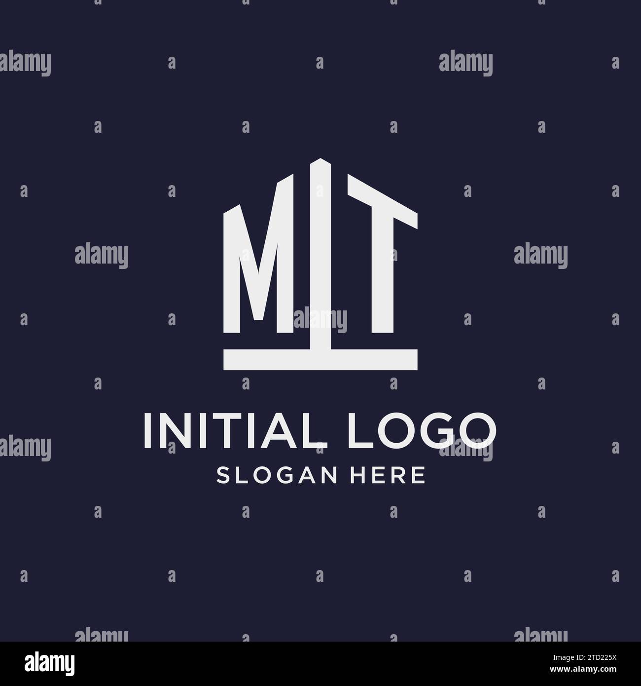 MT initial monogram logo design with pentagon shape style design ideas ...