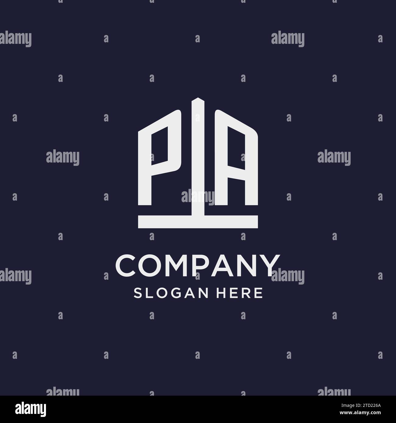 PA initial monogram logo design with pentagon shape style design ideas ...