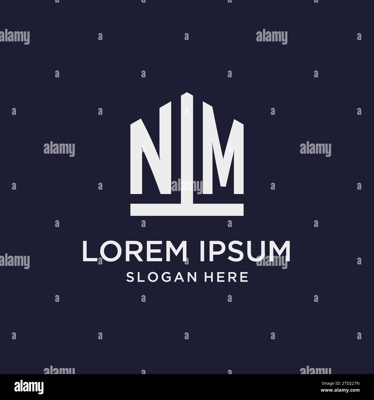 NM initial monogram logo design with pentagon shape style design ideas ...