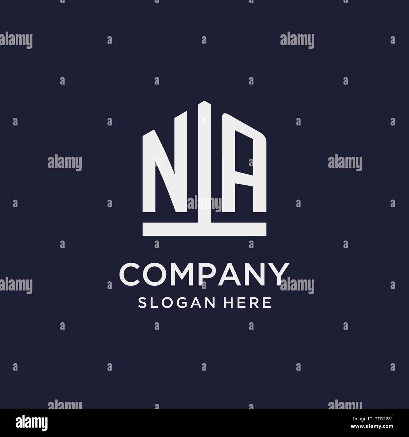 NA initial monogram logo design with pentagon shape style design ideas ...
