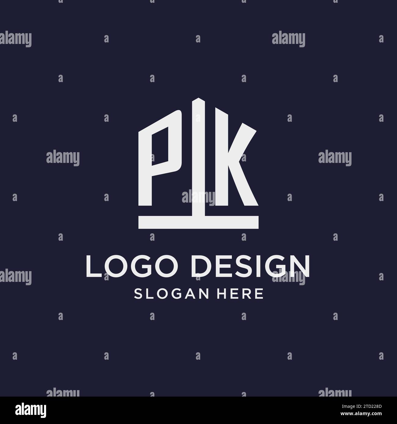 PK initial monogram logo design with pentagon shape style design ideas ...