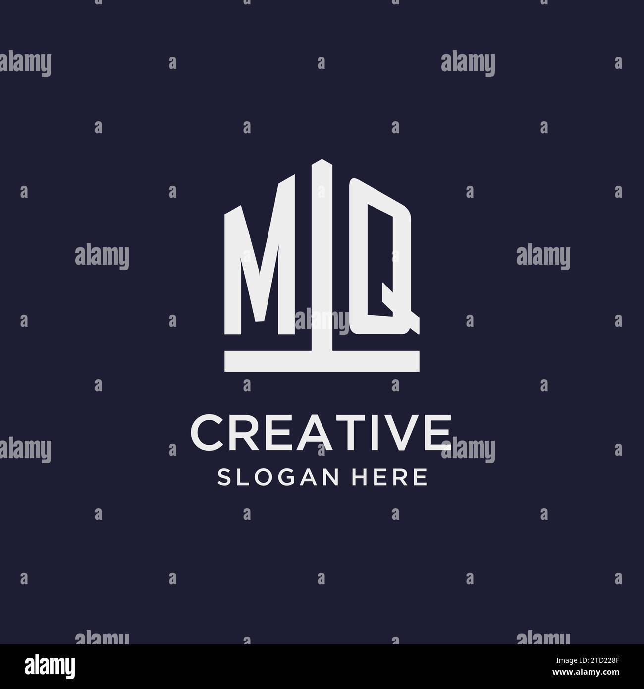 MQ initial monogram logo design with pentagon shape style design ideas ...