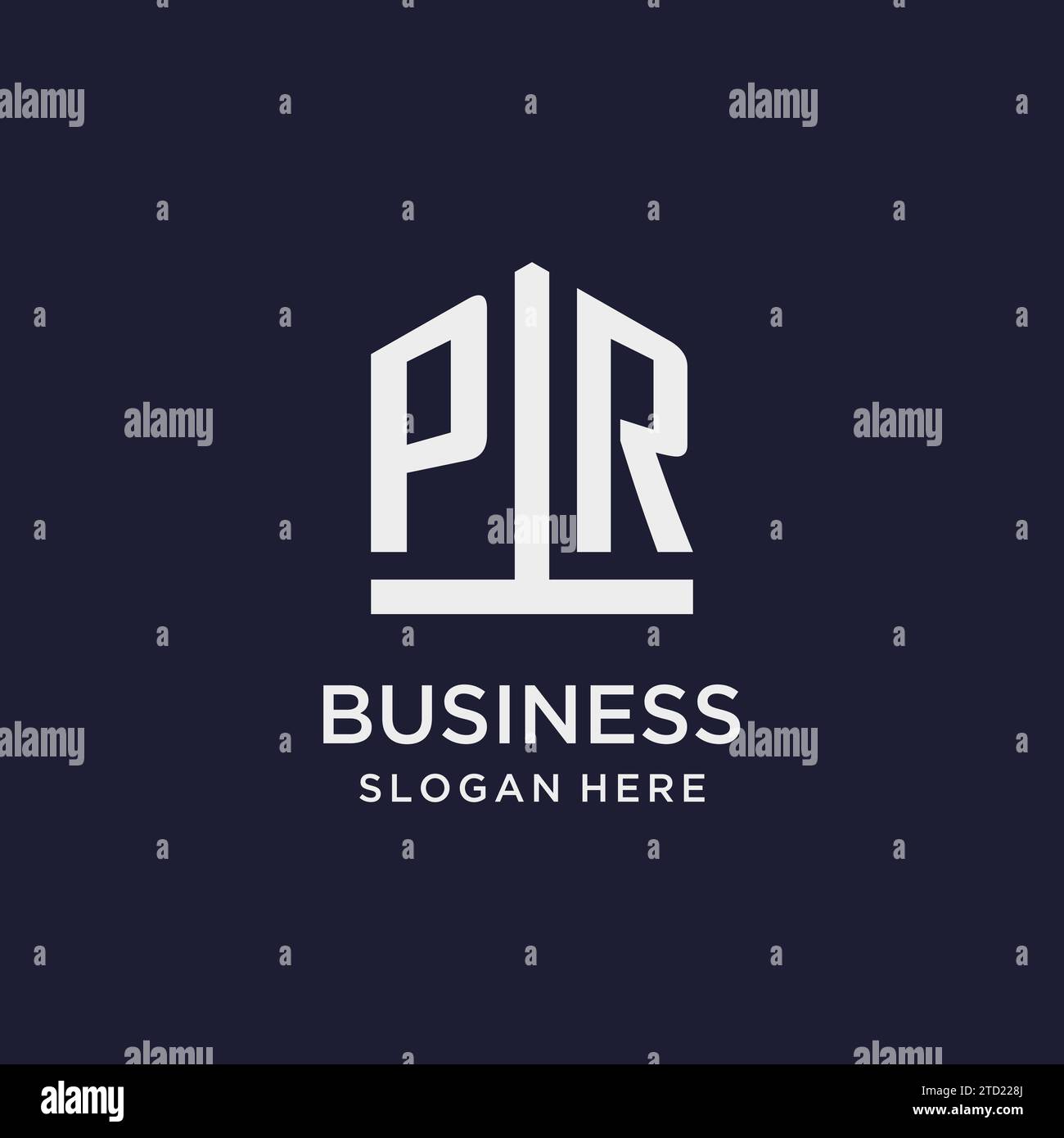 PR initial monogram logo design with pentagon shape style design ideas ...