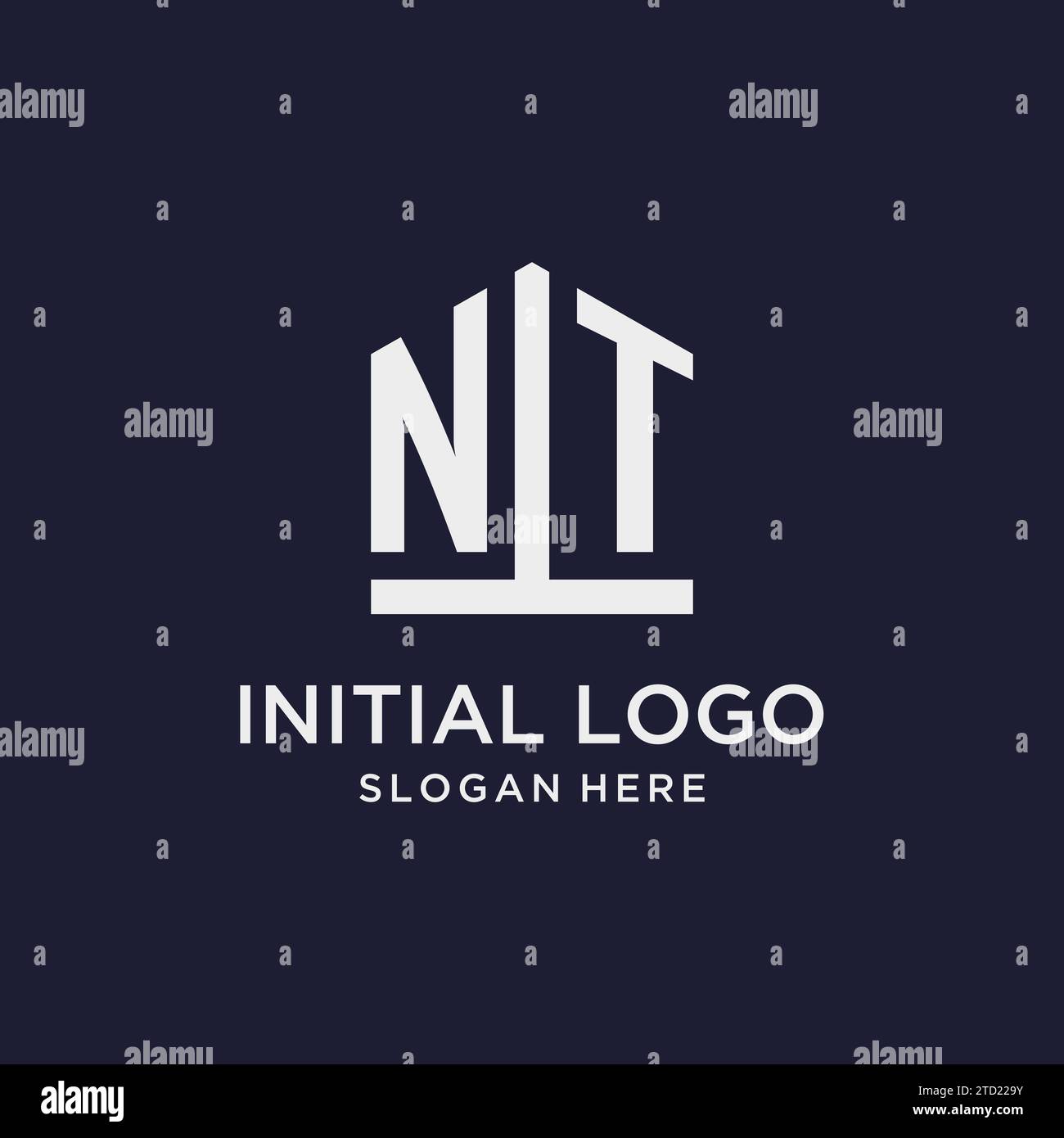 NT initial monogram logo design with pentagon shape style design ideas ...