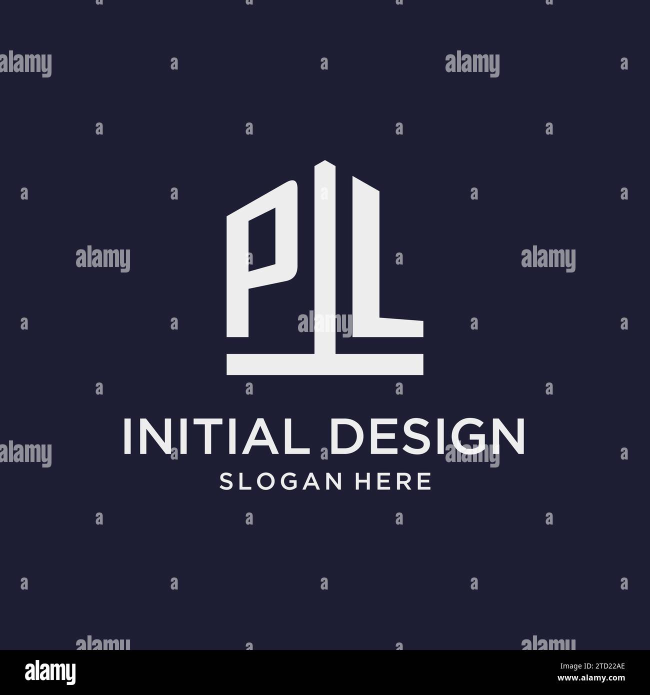 PL initial monogram logo design with pentagon shape style design ideas ...