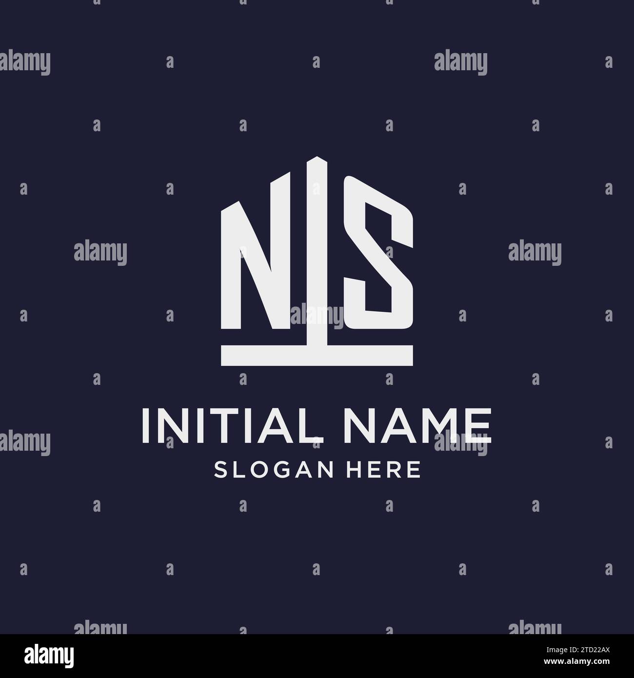 NS initial monogram logo design with pentagon shape style design ideas ...