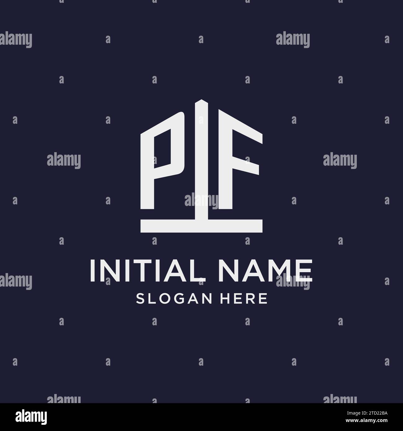 PF initial monogram logo design with pentagon shape style design ideas ...