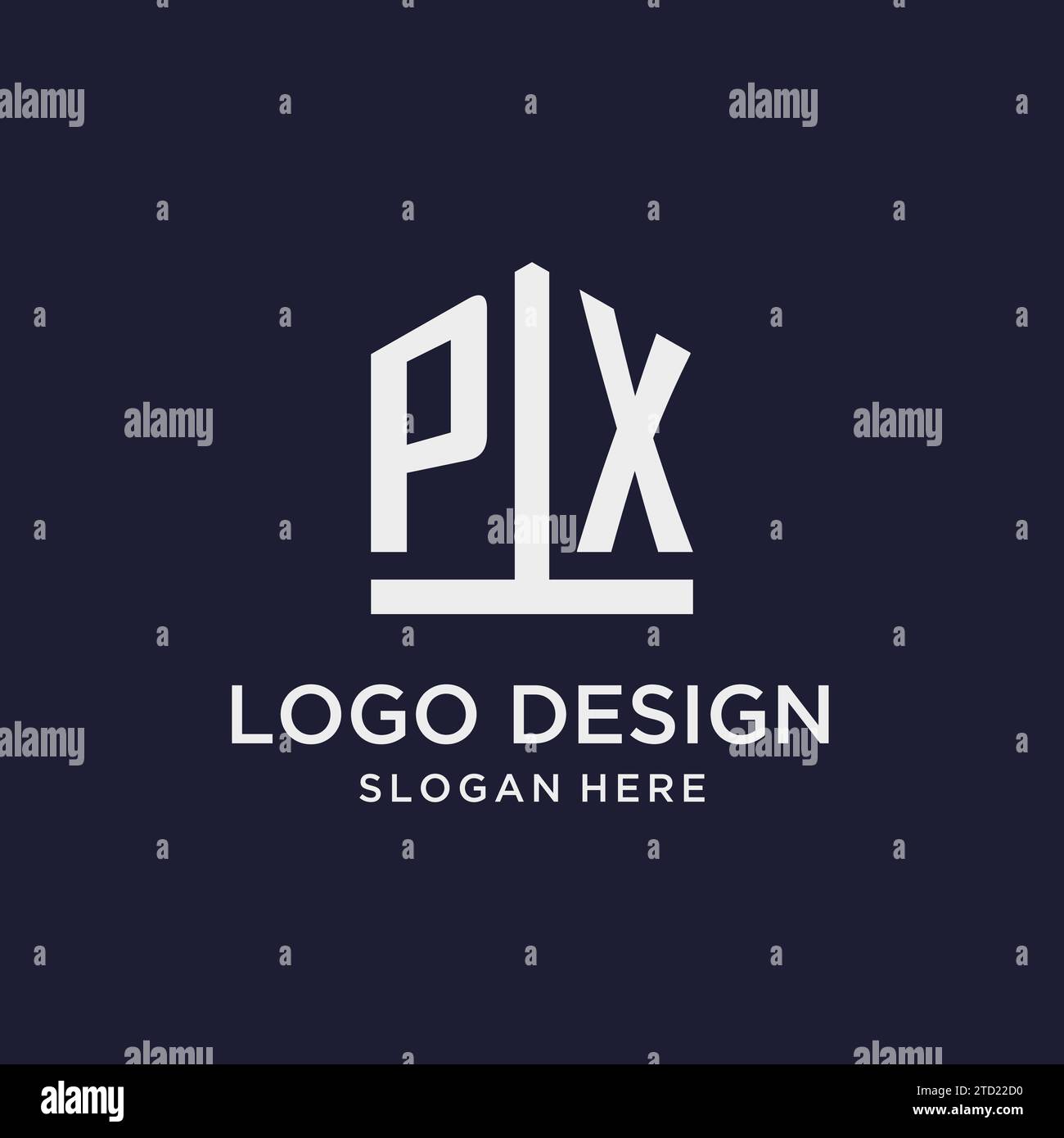PX initial monogram logo design with pentagon shape style design ideas ...