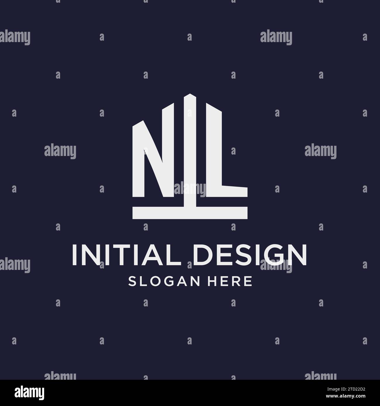 NL initial monogram logo design with pentagon shape style design ideas ...