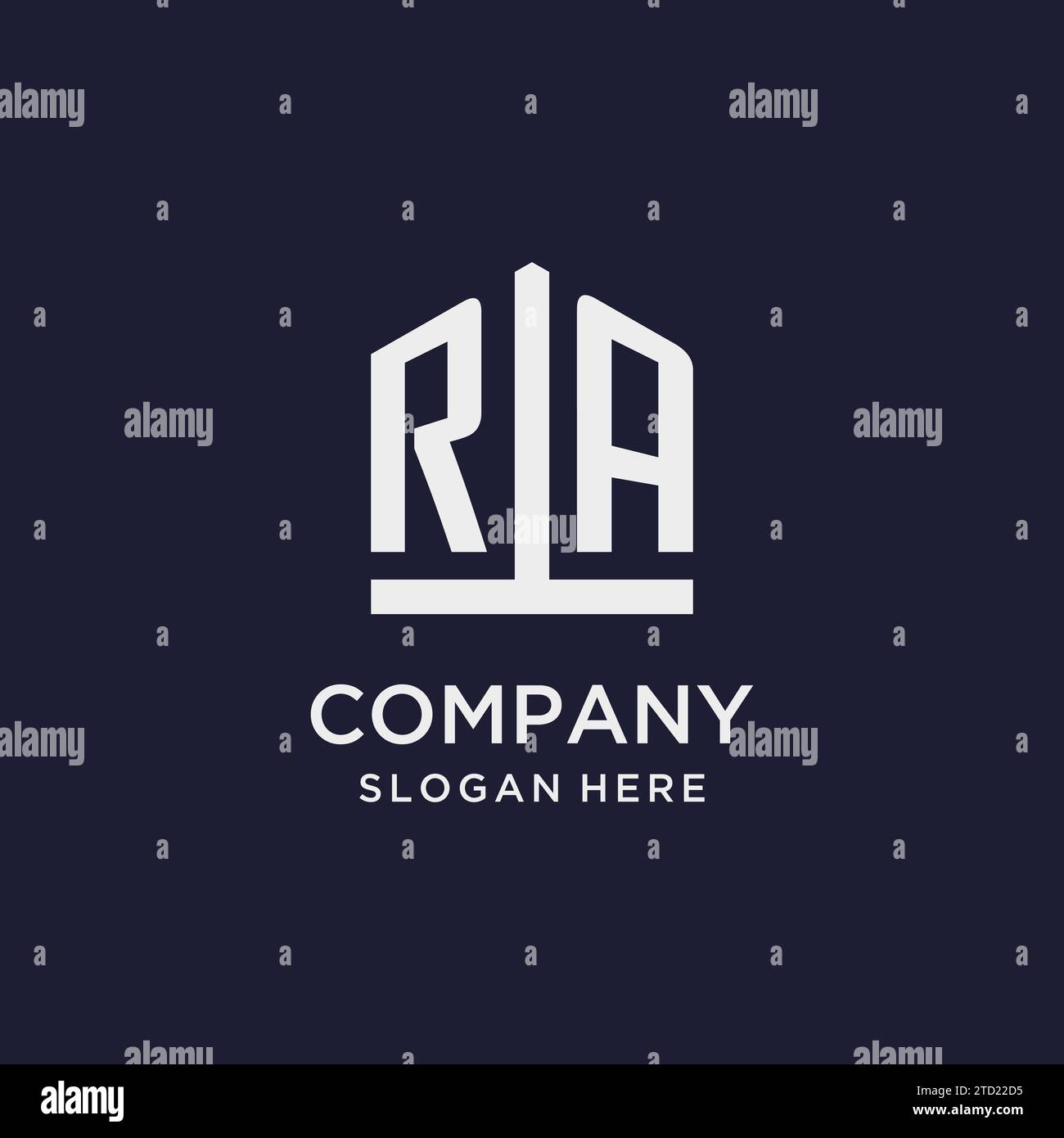 RA initial monogram logo design with pentagon shape style design ideas ...