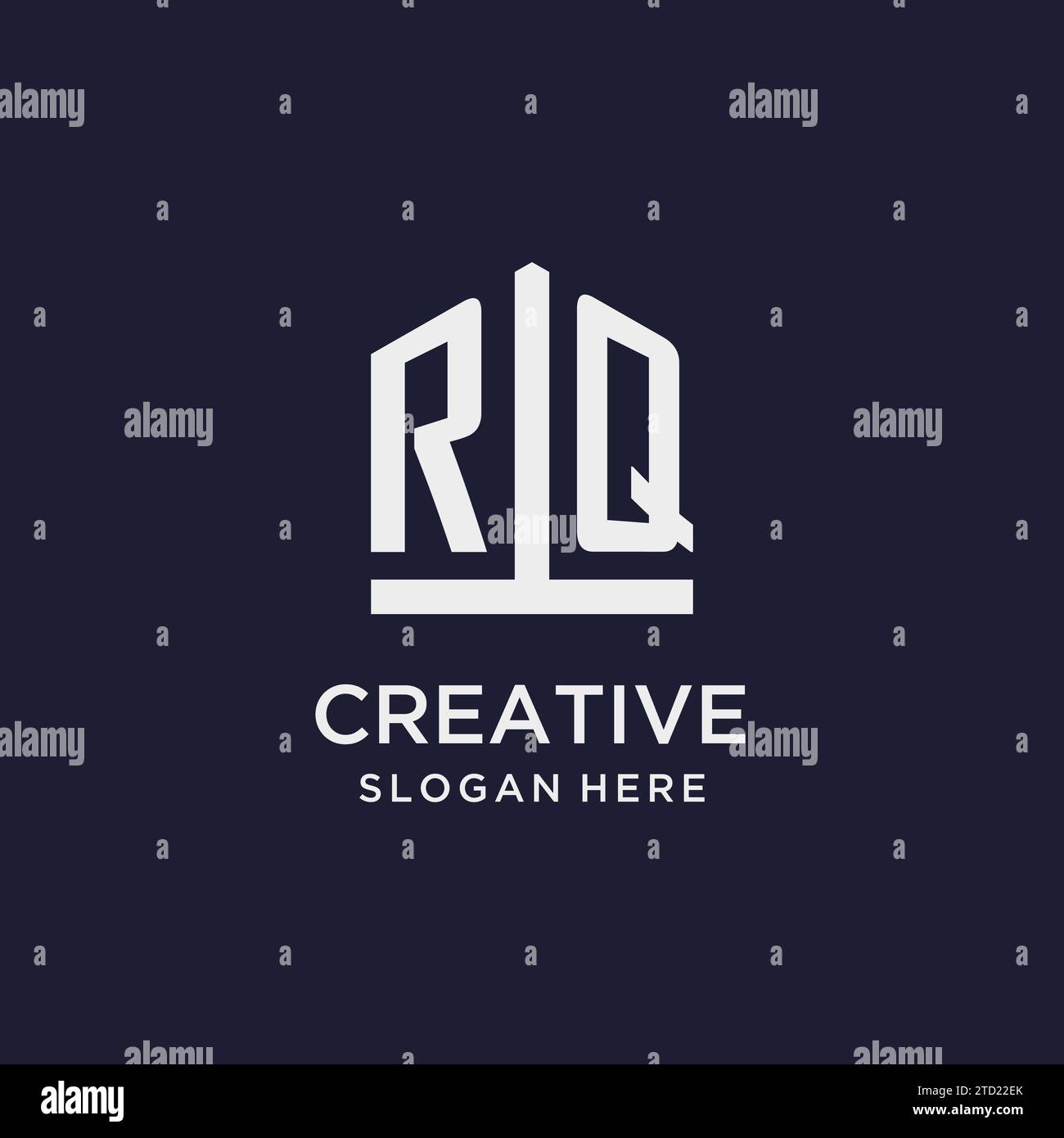 RQ initial monogram logo design with pentagon shape style design ideas ...