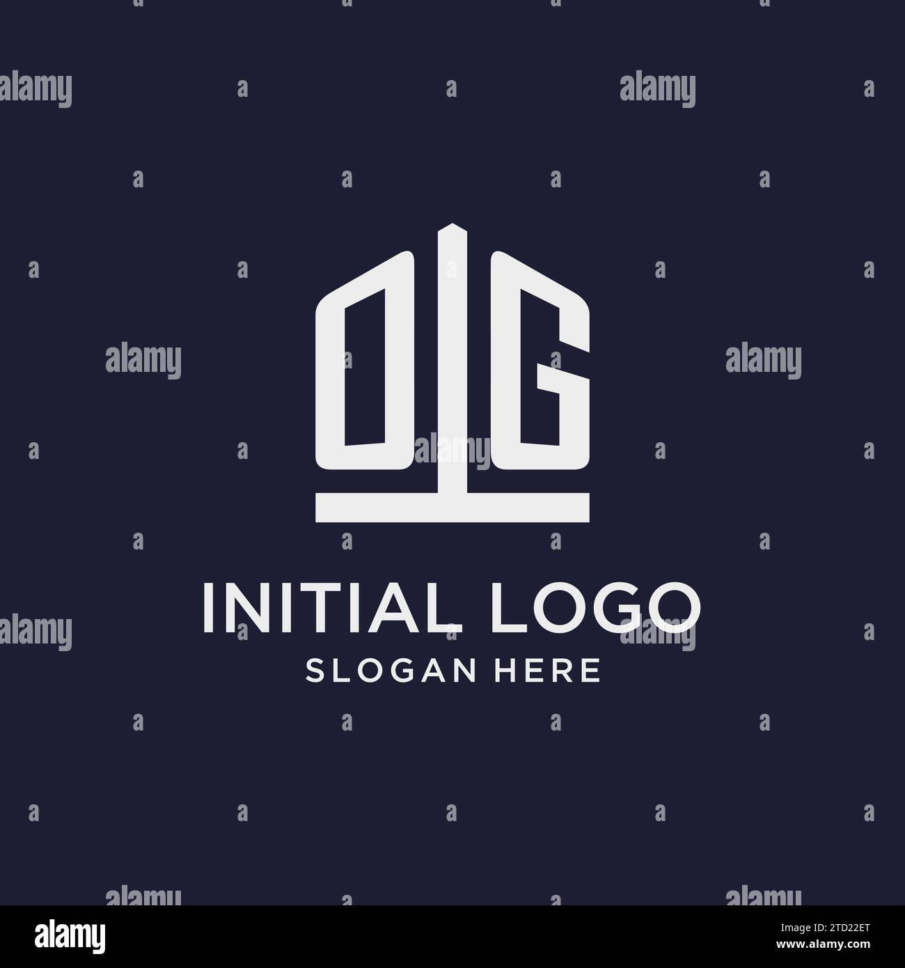 OG initial monogram logo design with pentagon shape style design ideas ...
