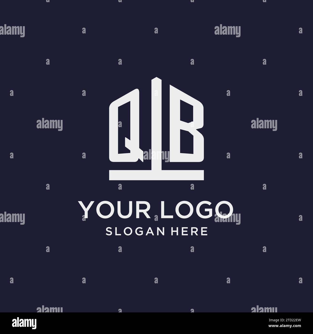 QB initial monogram logo design with pentagon shape style design ideas ...