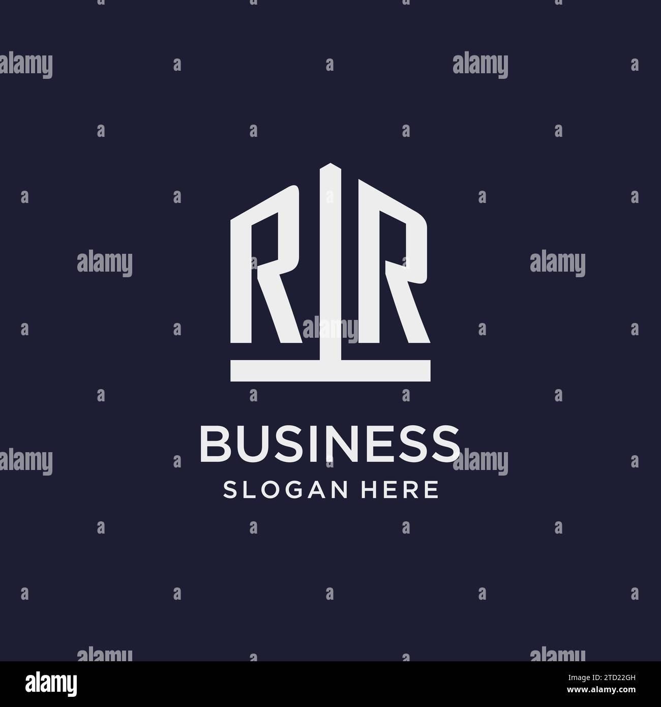 RR initial monogram logo design with pentagon shape style design ideas ...