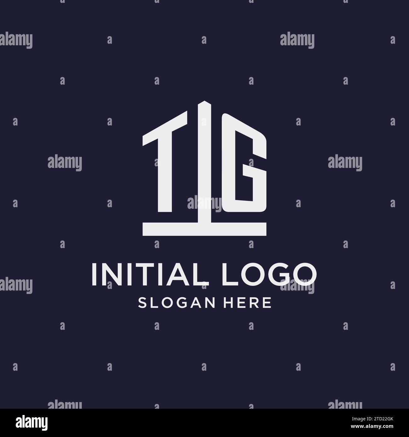 TG initial monogram logo design with pentagon shape style design ideas ...