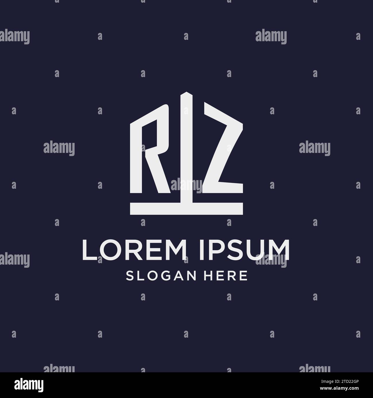 RZ initial monogram logo design with pentagon shape style design ideas ...