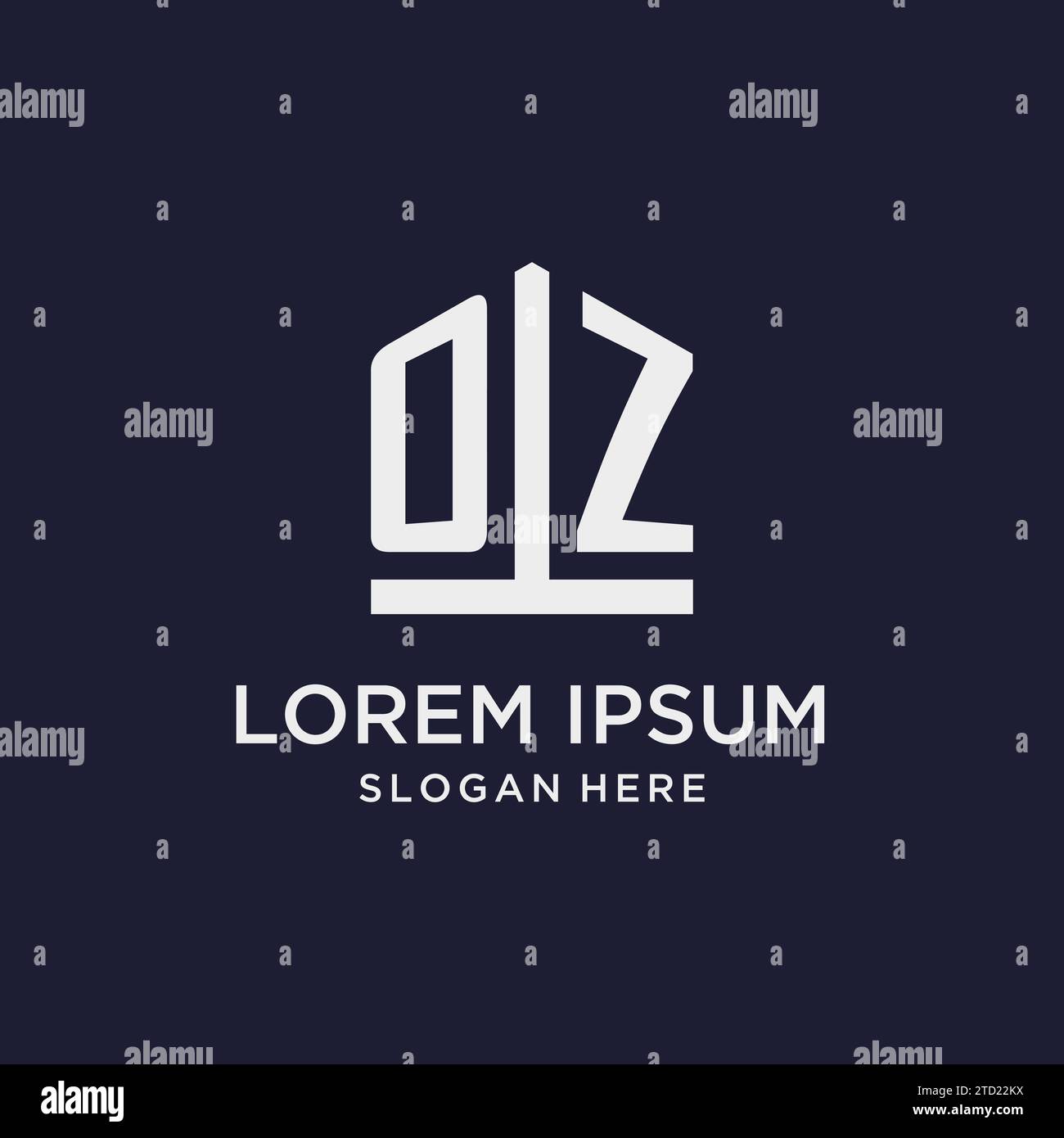 OZ initial monogram logo design with pentagon shape style design ideas ...