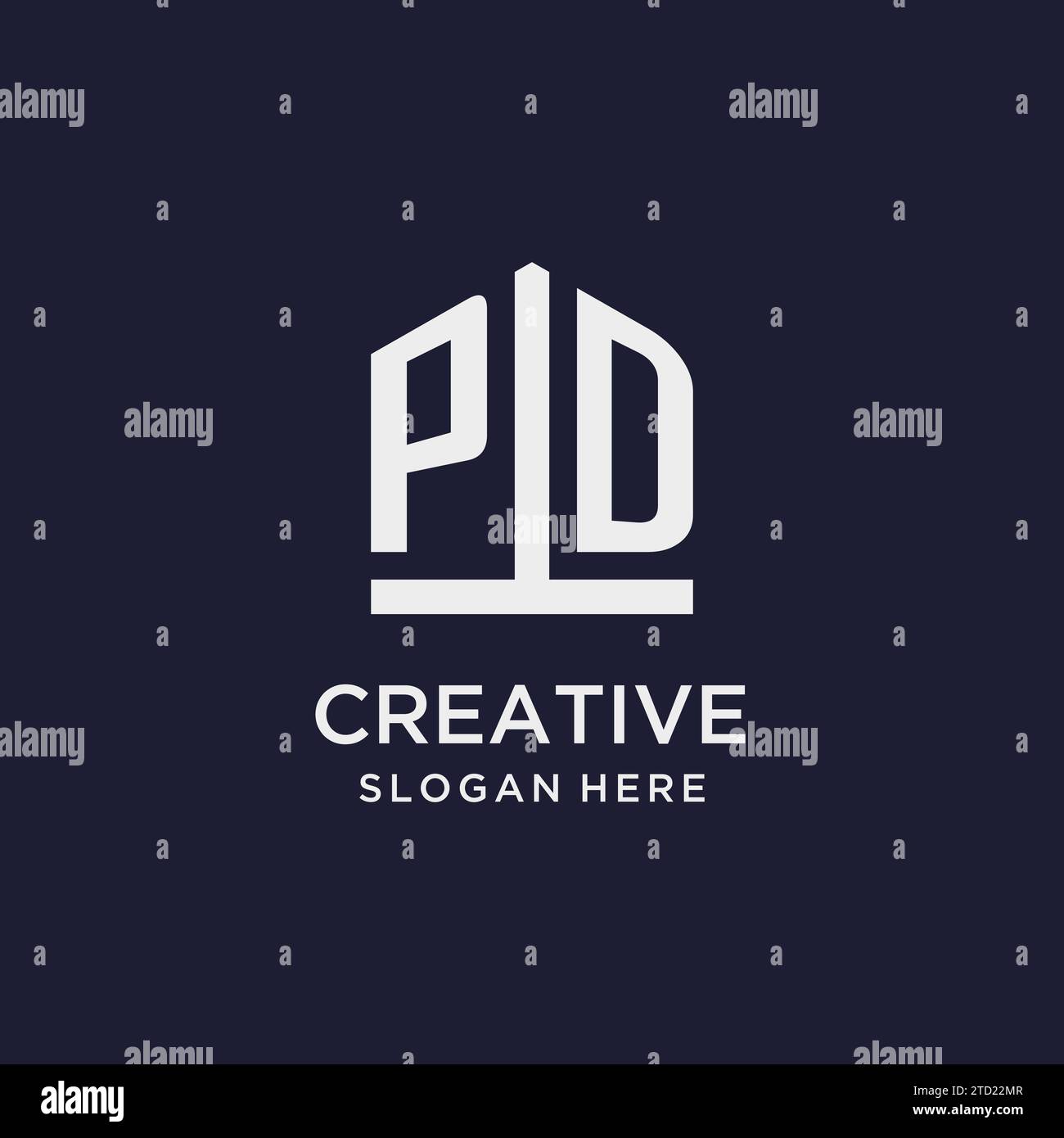 PD initial monogram logo design with pentagon shape style design ideas ...