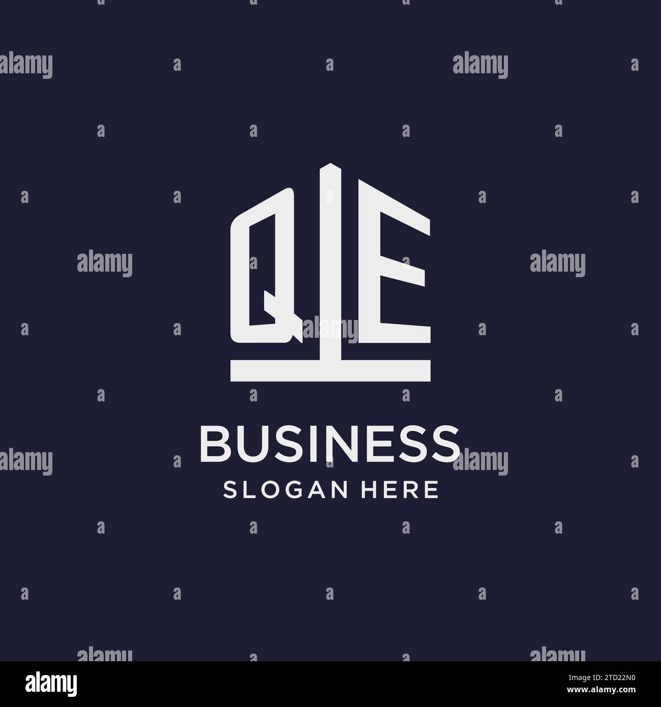 QE initial monogram logo design with pentagon shape style design ideas ...
