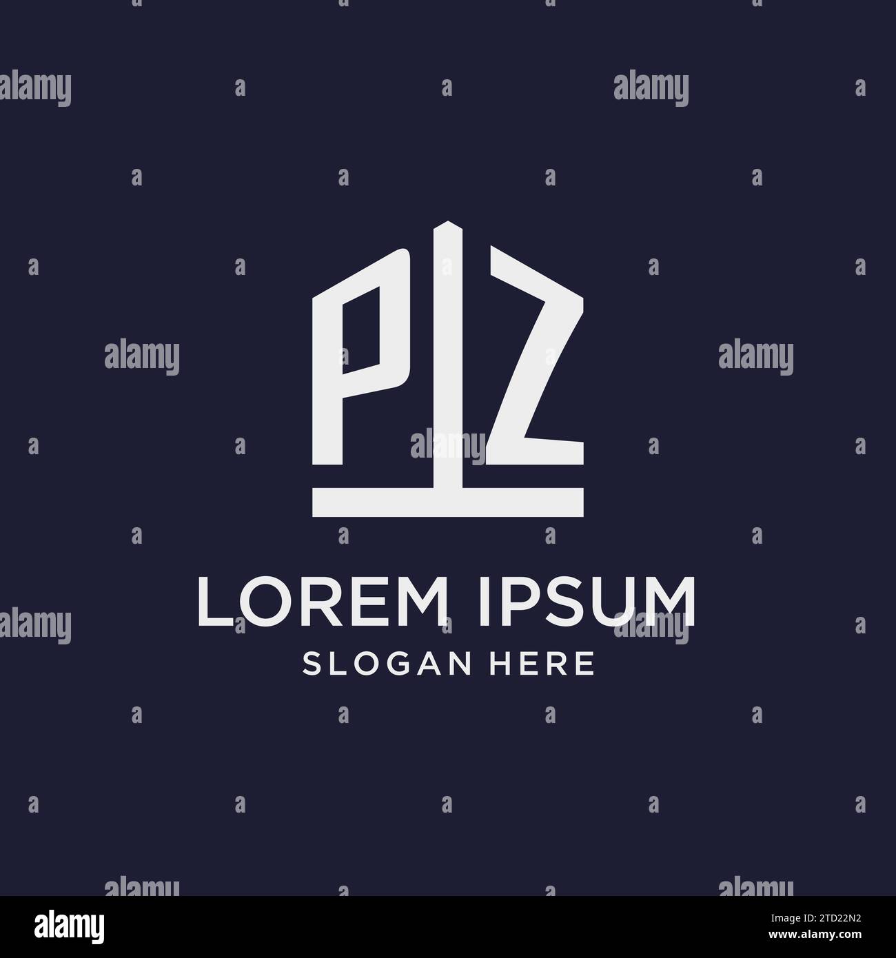 PZ initial monogram logo design with pentagon shape style design ideas ...