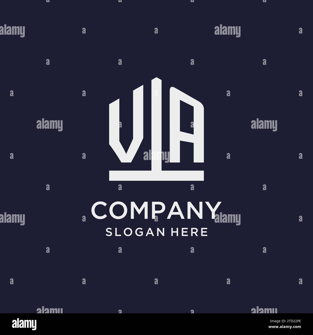 VA initial monogram logo design with pentagon shape style design ideas ...