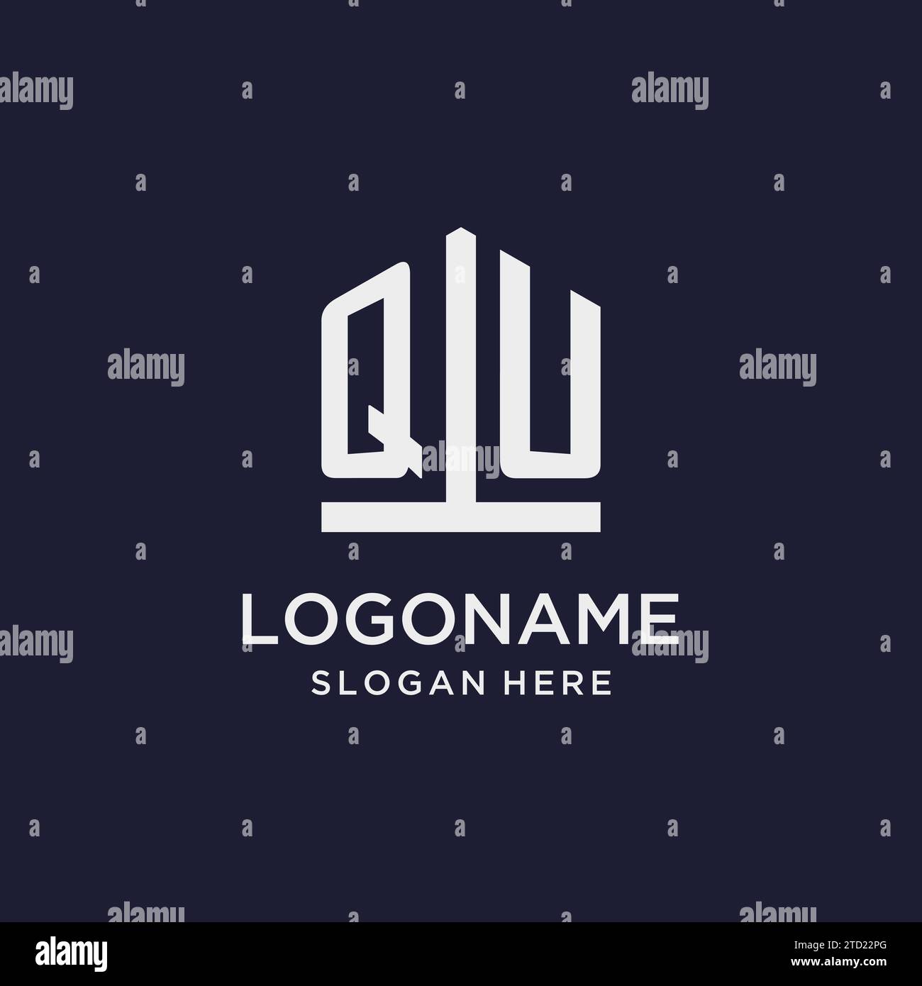 QU initial monogram logo design with pentagon shape style design ideas Stock Vector Image & Art ...