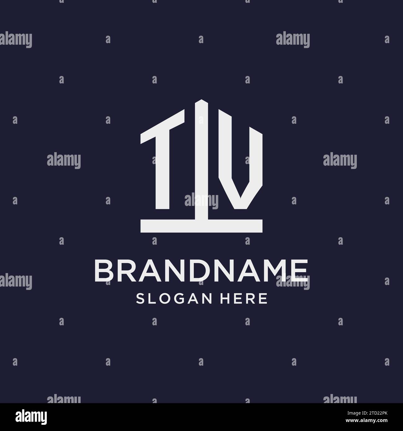 TV initial monogram logo design with pentagon shape style design ideas Stock Vector Image & Art ...