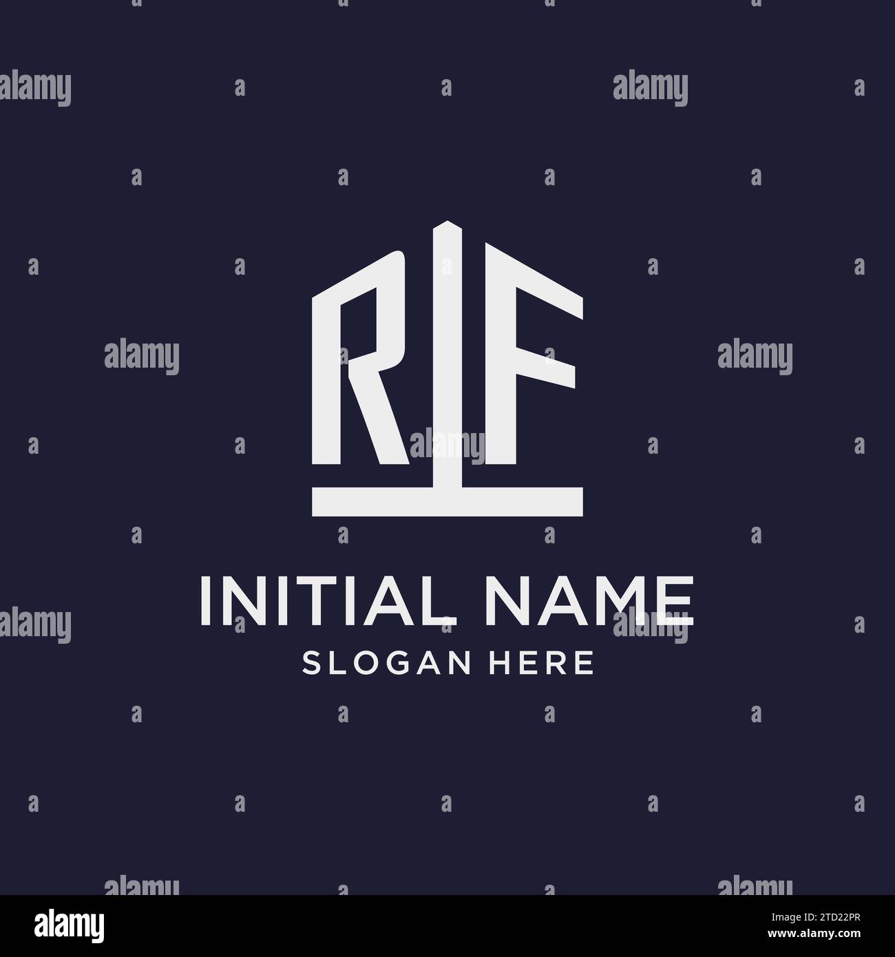 RF initial monogram logo design with pentagon shape style design ideas ...
