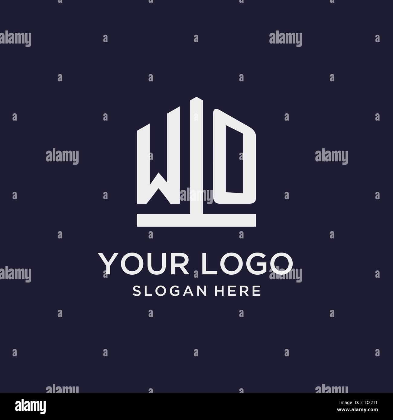 WO initial monogram logo design with pentagon shape style design ideas ...