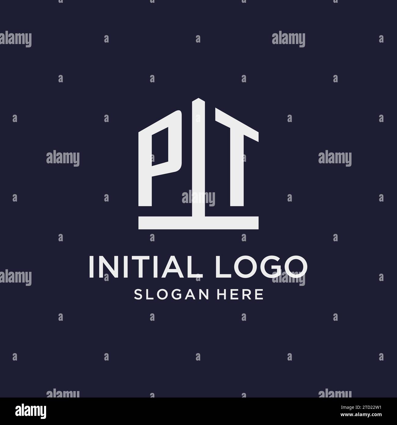 PT initial monogram logo design with pentagon shape style design ideas ...