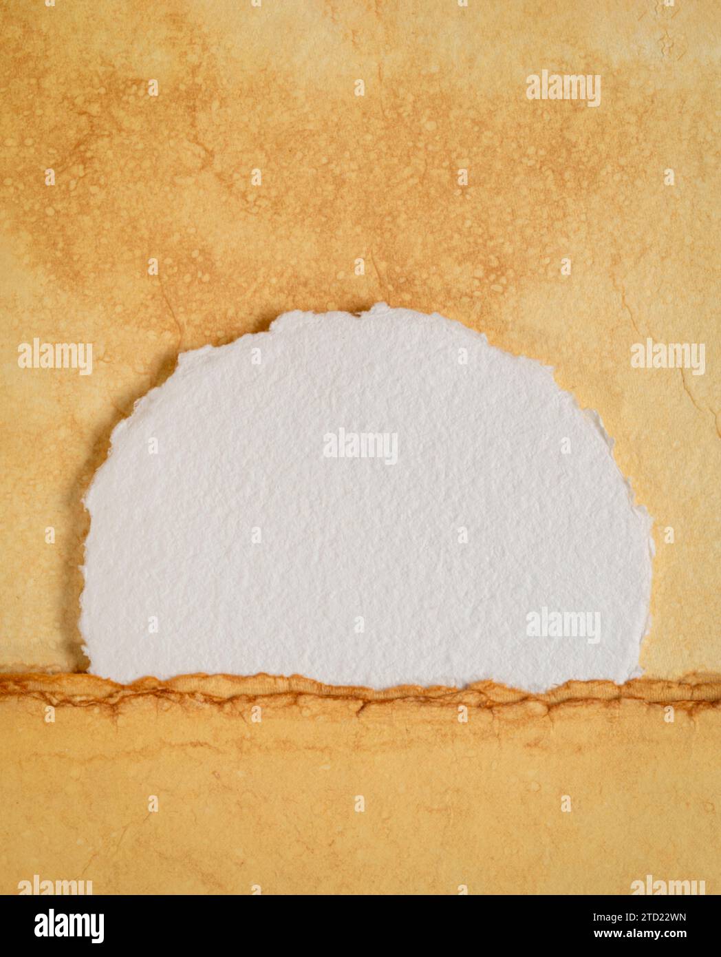 moon or sun rising over abstract landscape, blank circular watercolor ...