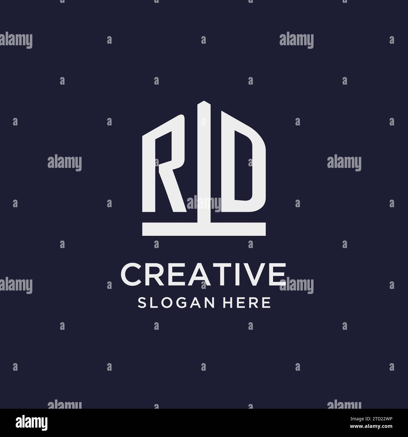 RD initial monogram logo design with pentagon shape style design ideas ...
