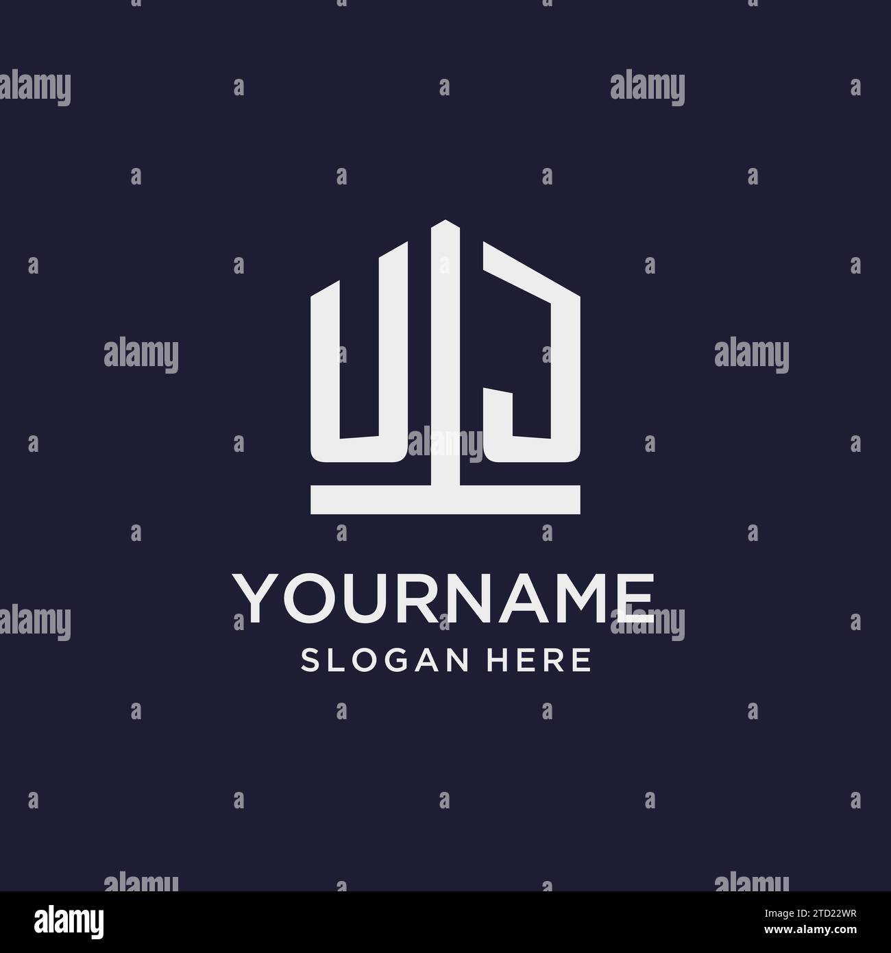 UJ initial monogram logo design with pentagon shape style design ideas ...