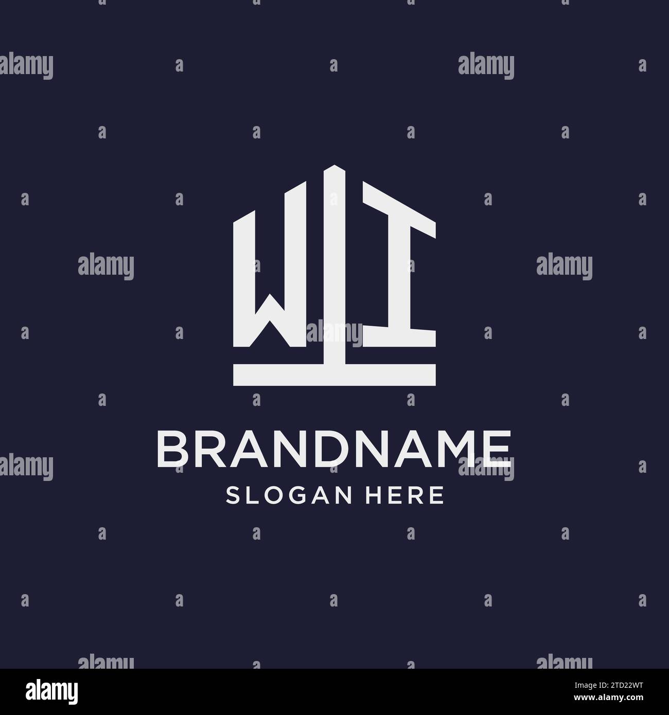 WI initial monogram logo design with pentagon shape style design ideas ...