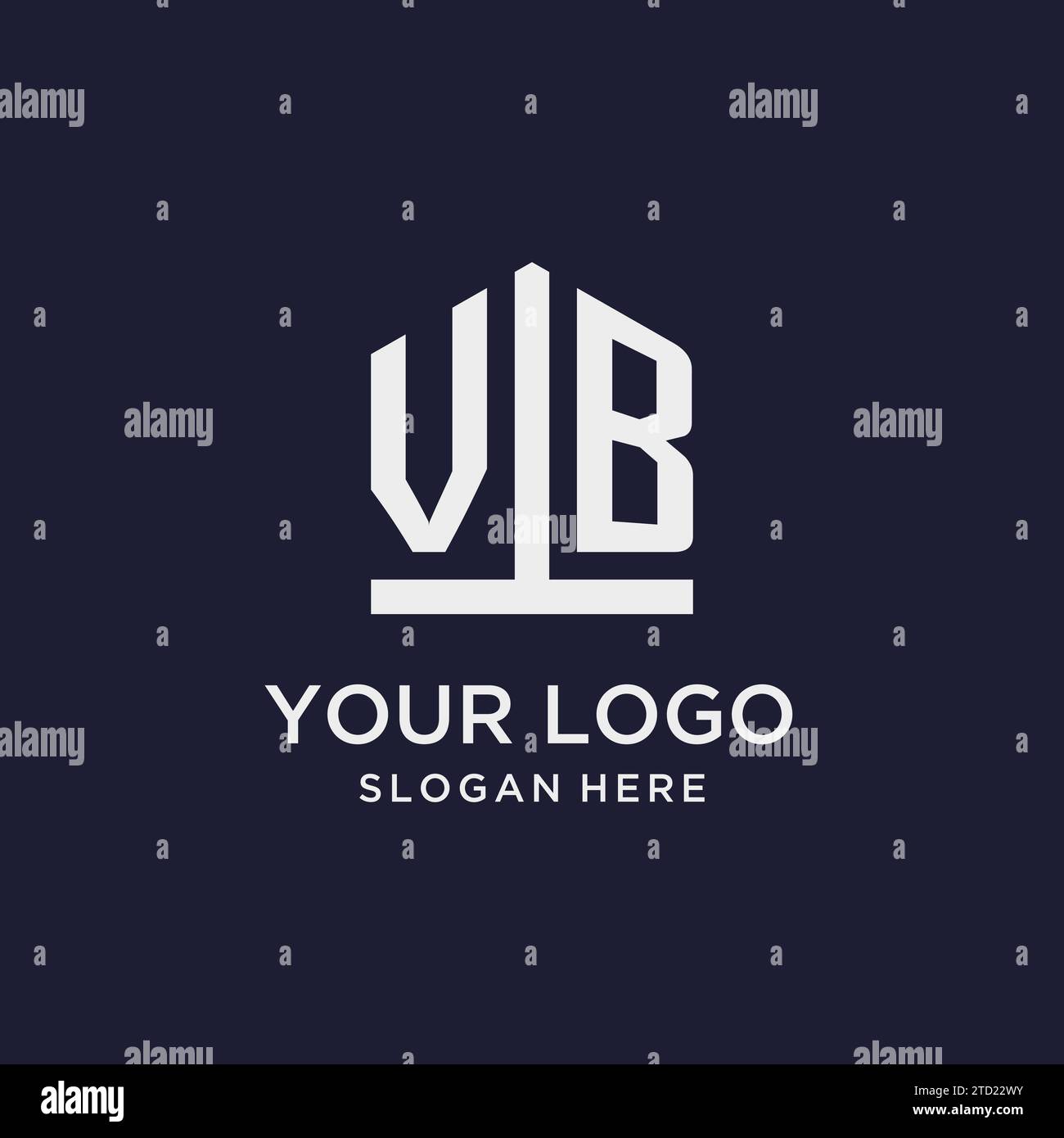 VB initial monogram logo design with pentagon shape style design ideas ...