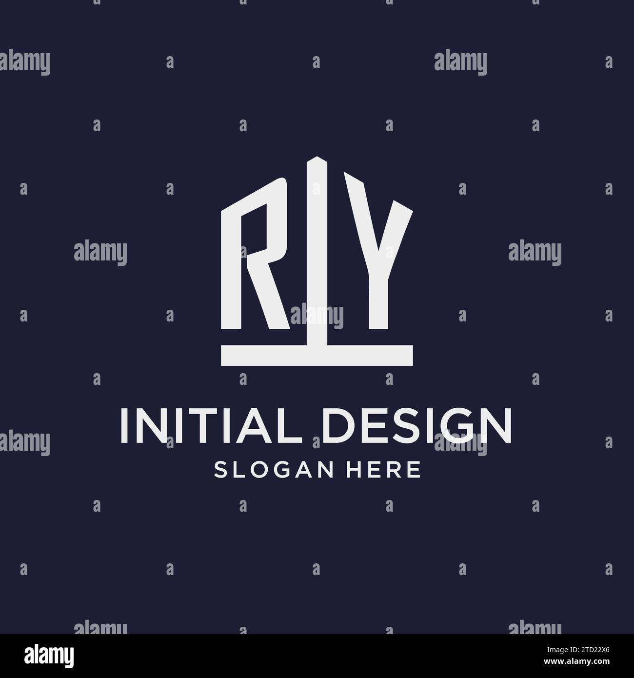 RY initial monogram logo design with pentagon shape style design ideas ...