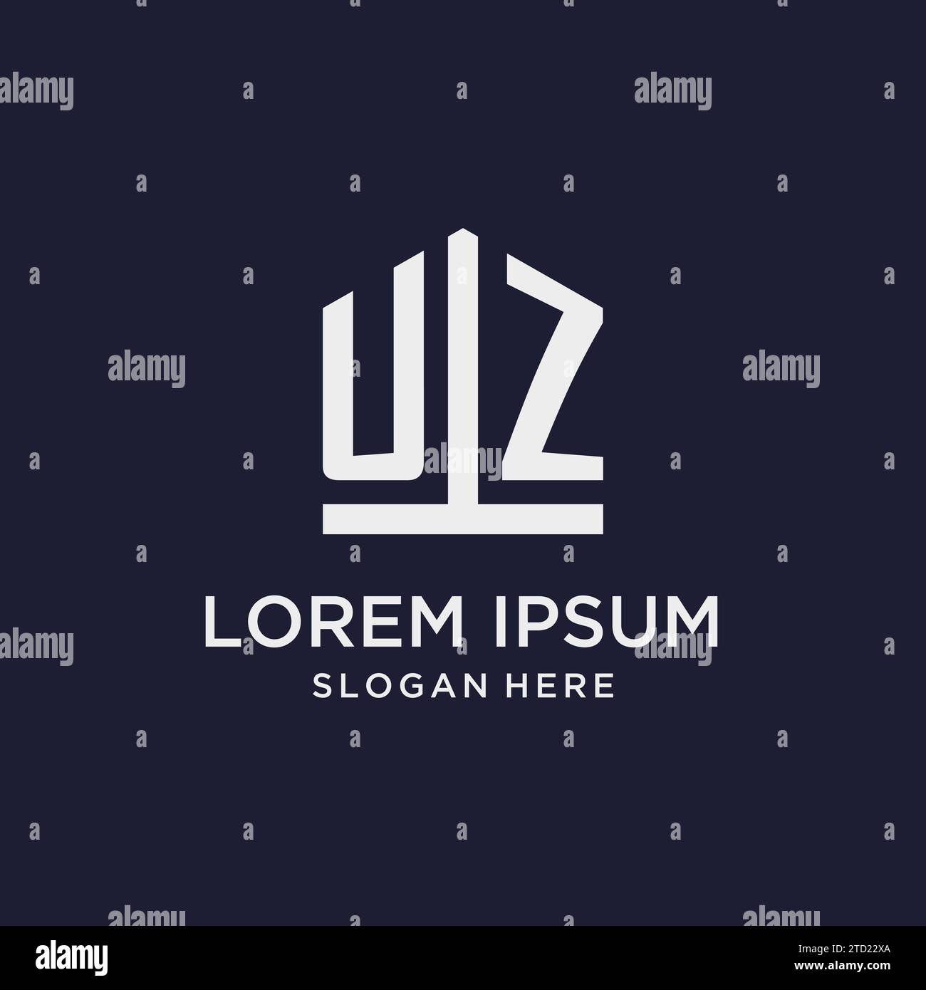 UZ initial monogram logo design with pentagon shape style design ideas ...