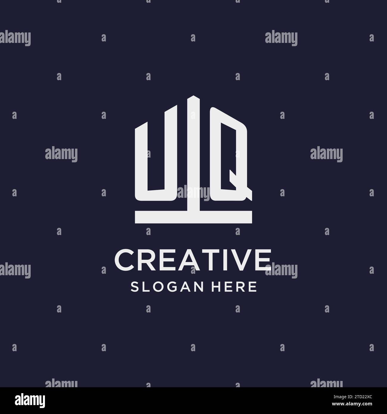 UQ initial monogram logo design with pentagon shape style design ideas ...