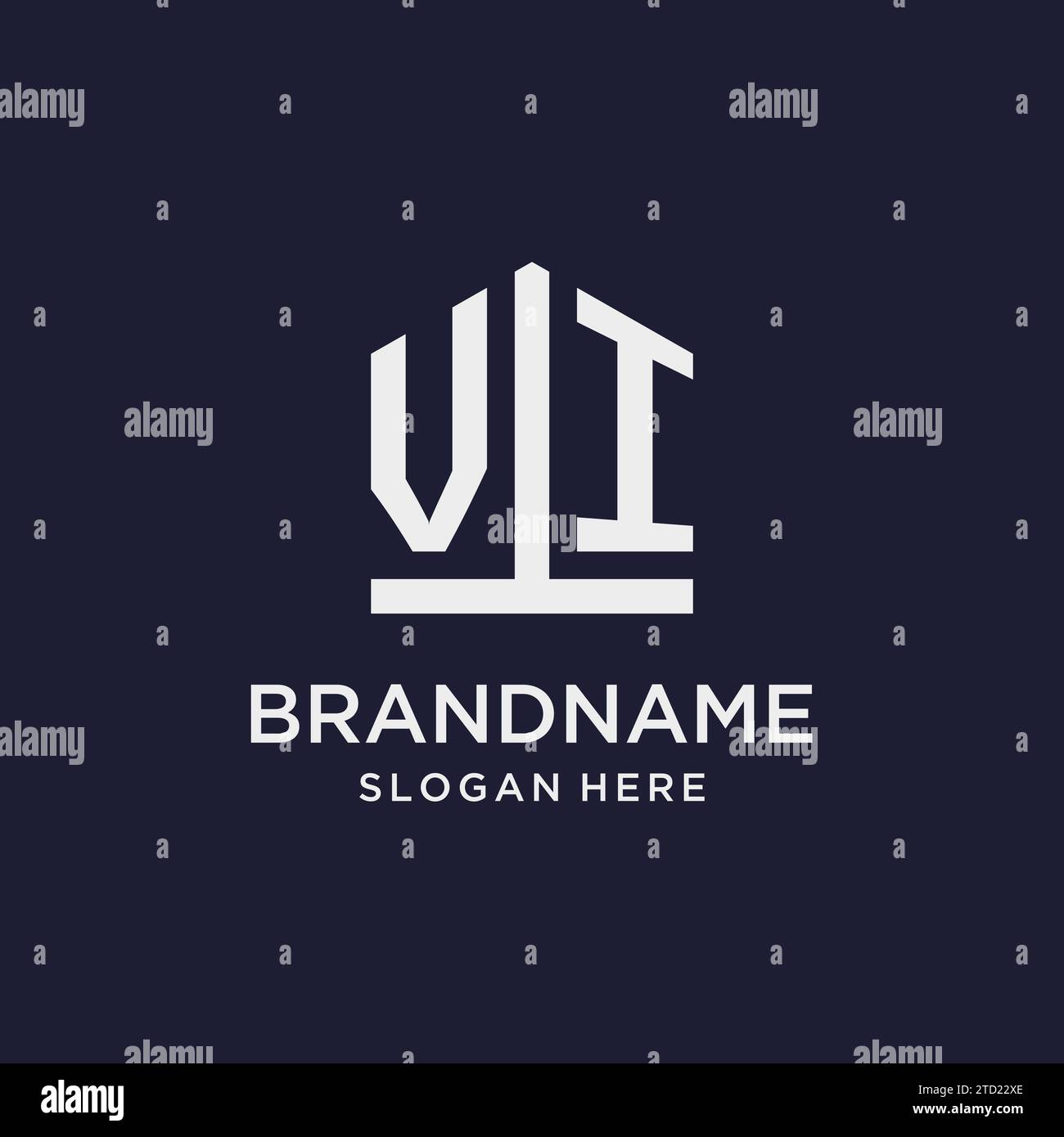 VI initial monogram logo design with pentagon shape style design ideas ...