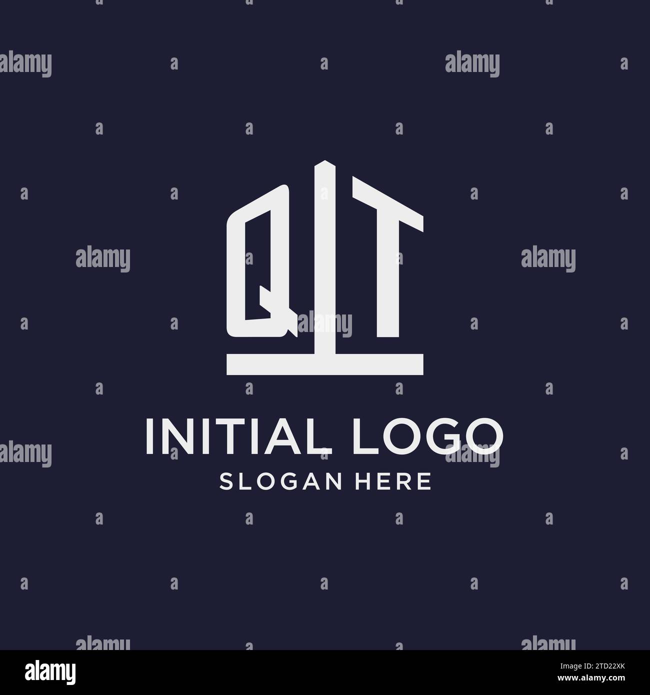 QT initial monogram logo design with pentagon shape style design ideas ...