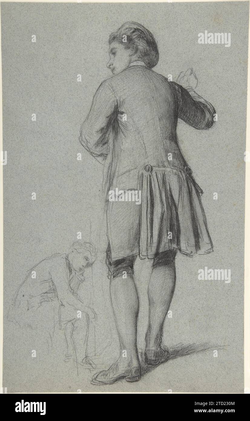 Study of a standing man knocking; sketch of a sitting man 1960 by ...