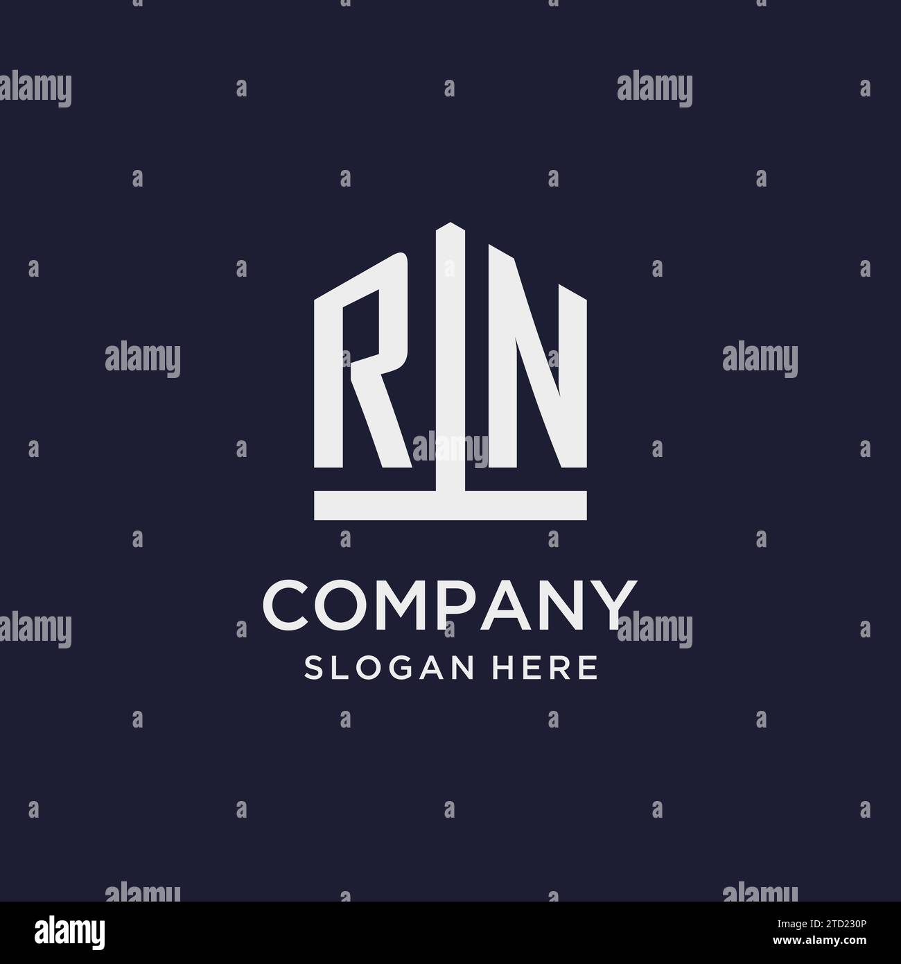 RN initial monogram logo design with pentagon shape style design ideas ...